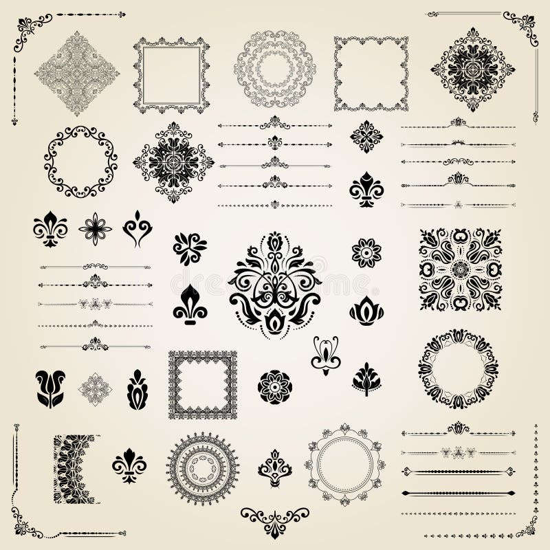 Vintage Big Set of Classic Patterns. Collection of Graphics Stock ...