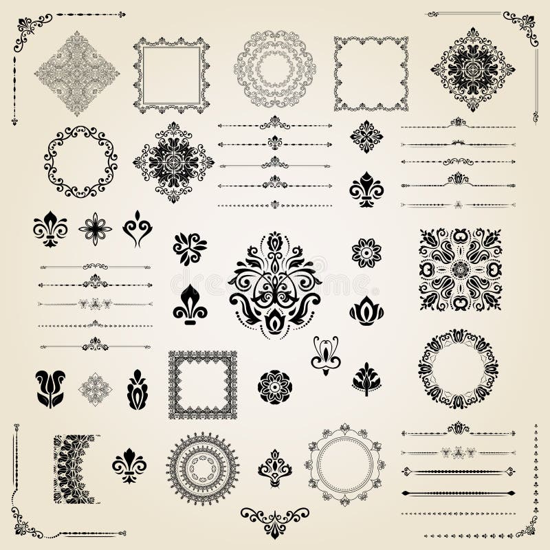 Vintage Big Set of Classic Vector Patterns. Collection of Graphics ...