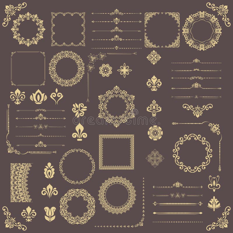 Vintage Big Set of Classic Vector Patterns. Collection of Graphics ...