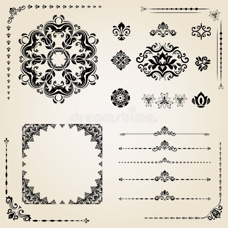 Vintage Set of Patterns stock illustration. Illustration of border ...