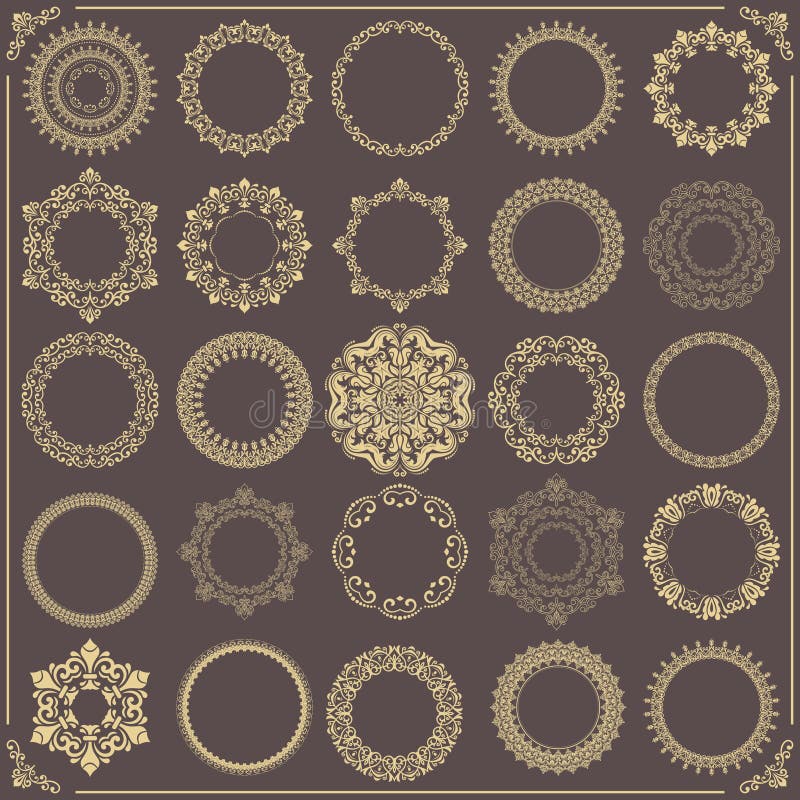 Vintage Big Set of Round Patterns. Collection of Graphics Stock ...