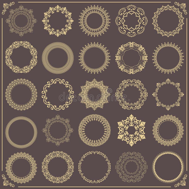 Vintage Big Set of Round Patterns. Collection of Graphics Stock ...