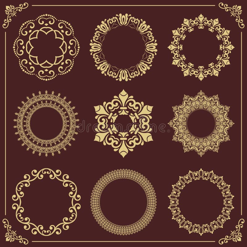 Vintage Big Set of Round Vector Patterns. Collection of Graphics Stock ...