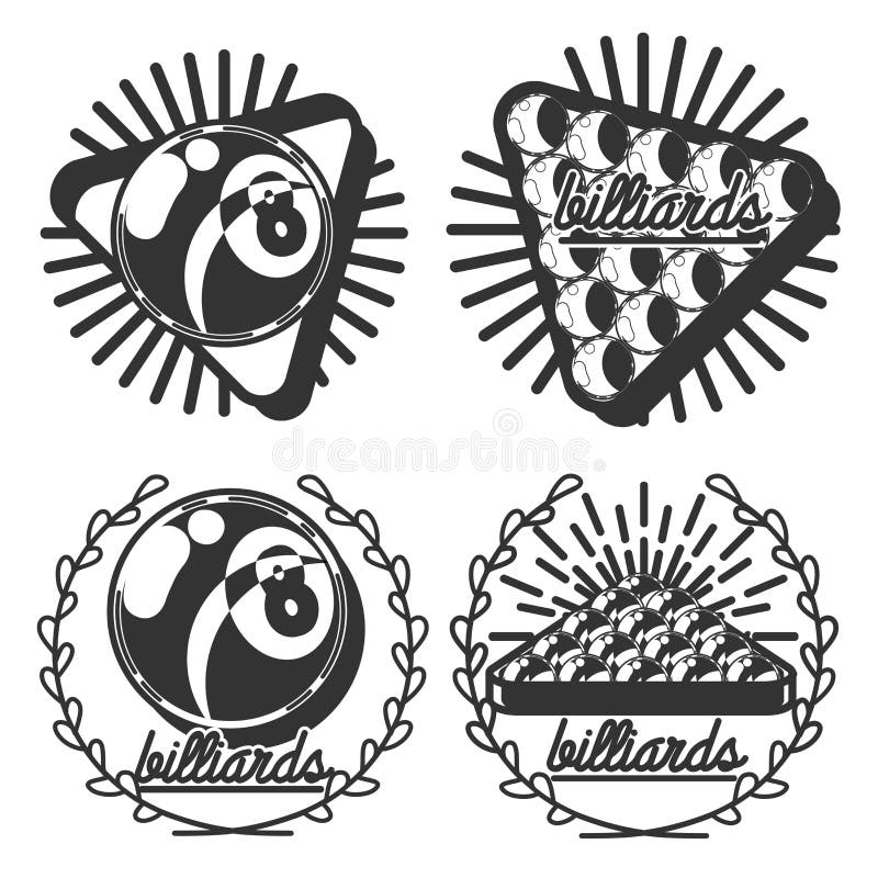 Set of Vintage Billiard Labels, Emblems and Logo Stock Vector ...