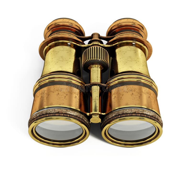 Vintage Binoculars Isolated on White. 3D Illustration Stock ...