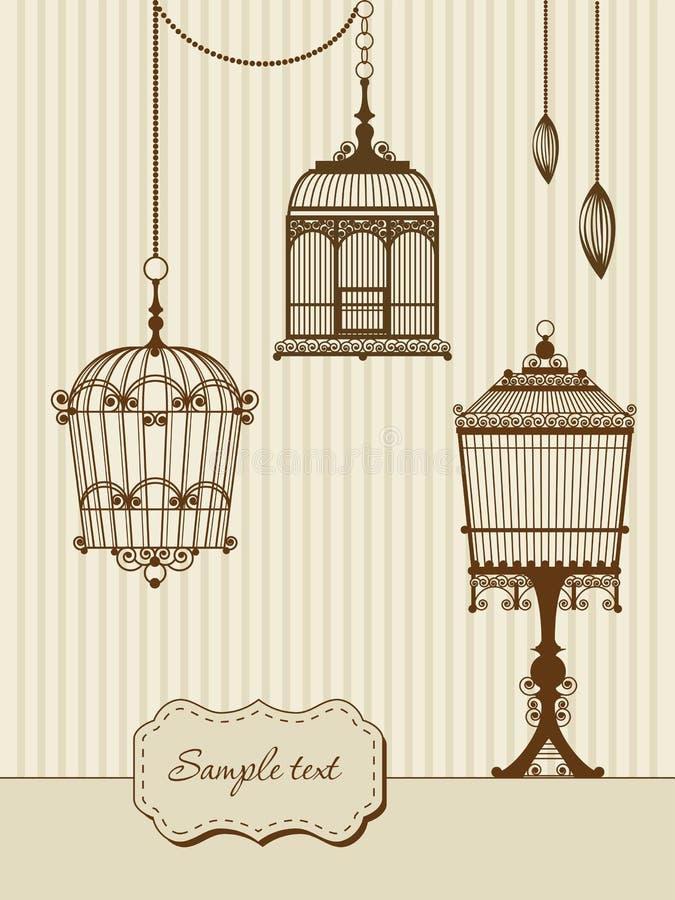 Vintage bird cages stock vector. Illustration of collection - 24244284