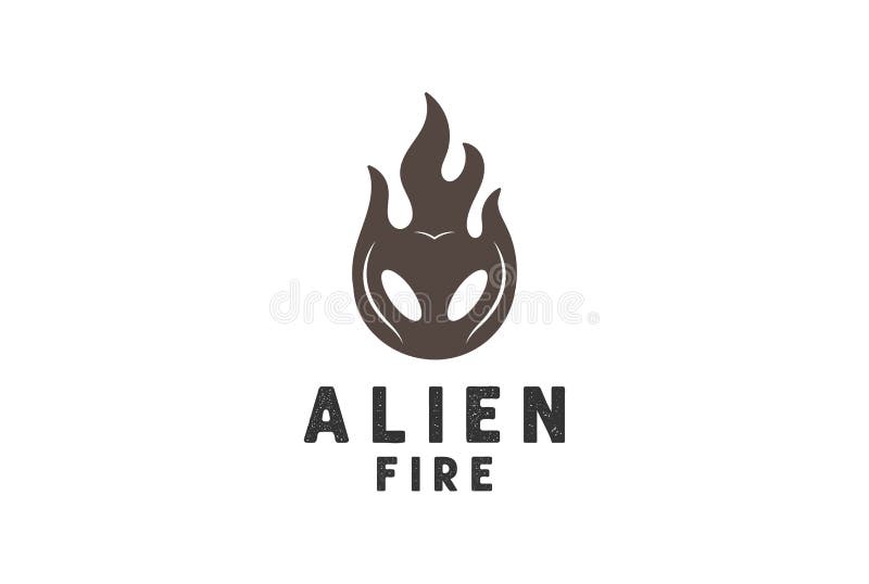 Vintage Black Alien Ghost Burn Fire Flame Logo Design Stock Vector ...