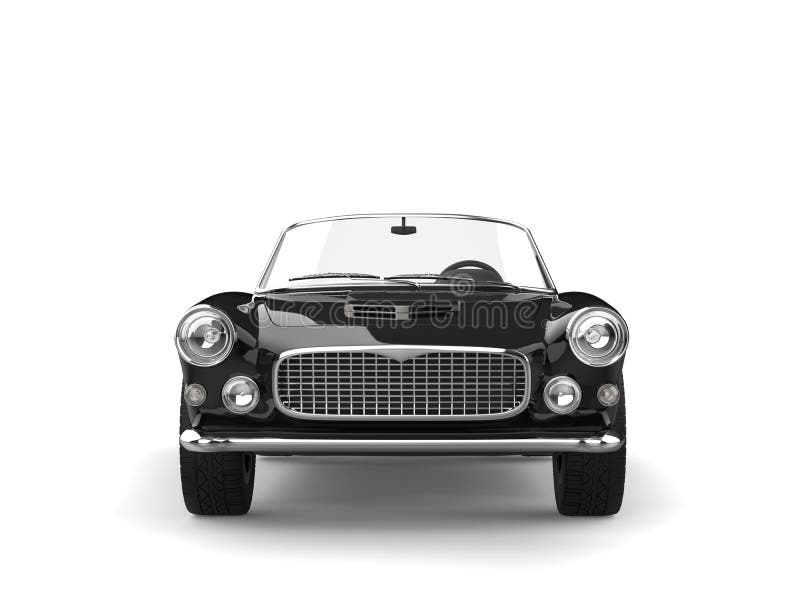 Vintage Black Convertible Cabriolet Car - Front View Stock Illustration ...