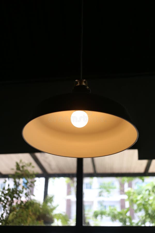 Vintage Black Lantern in a Restaurant Stock Photo - Image of energy ...