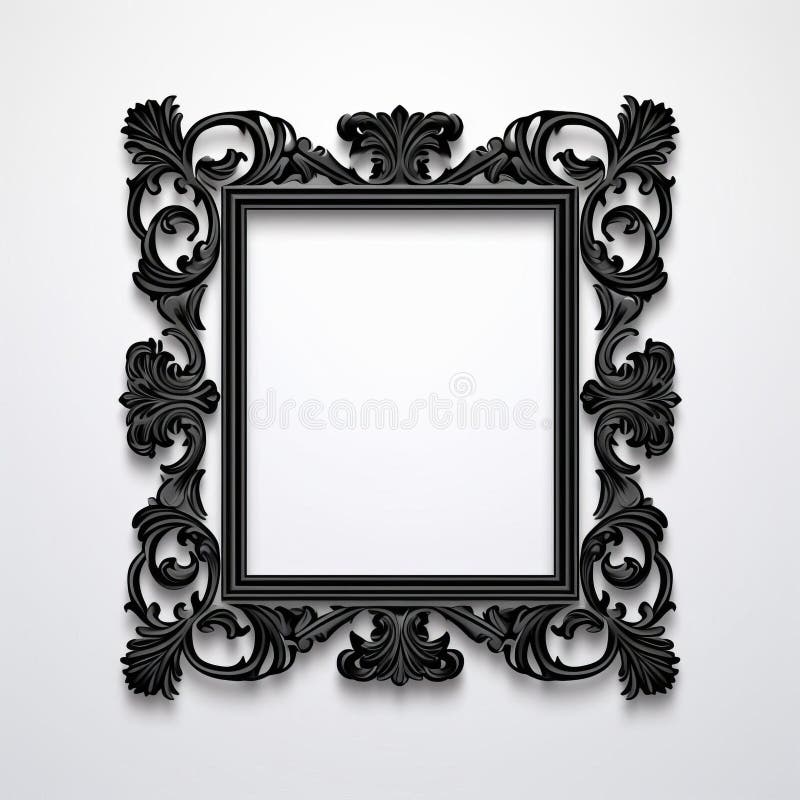 Vintage Black Mirror Frame on Gray Background Stock Illustration ...