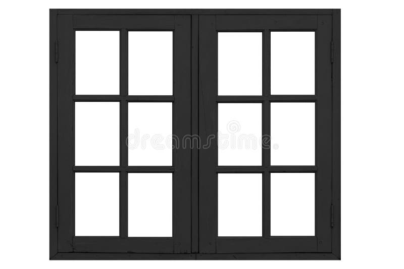 Black Painted Wooden Window Frame Isolated on a White Background Stock ...