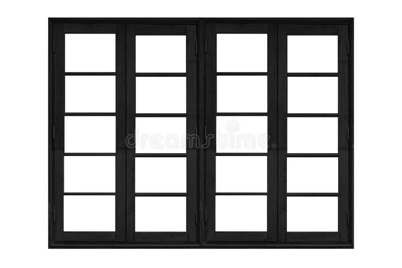 Black Painted Wooden Window Frame Isolsted on a White Background Stock ...
