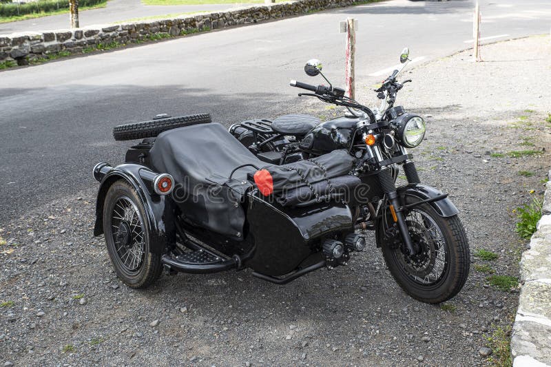 Vintage black sidecar stock image. Image of picturesque - 278988007