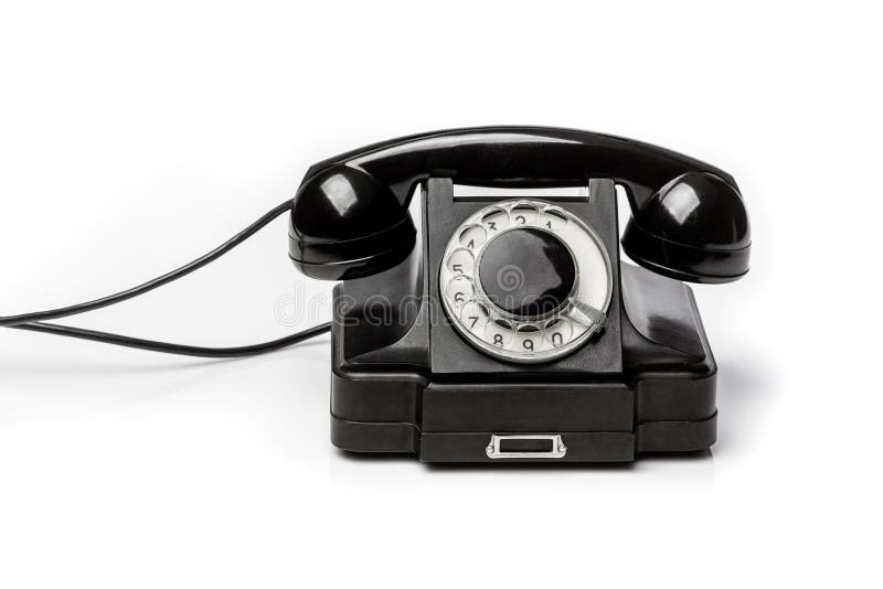 Vintage Black Telephone on a White Bachground Stock Photo - Image of ...