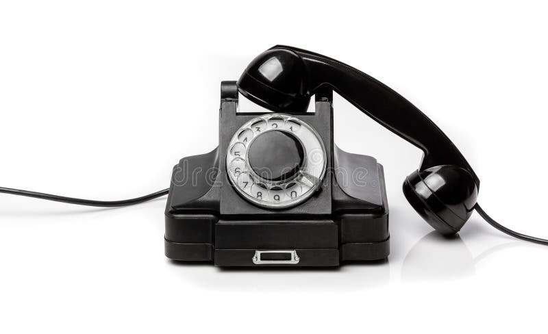 Vintage Black Telephone on a White Bachground Stock Photo - Image of ...