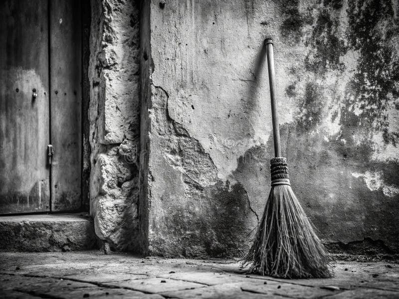 Vintage Black and White Broom Clipart a Timeless Image for Documentary ...