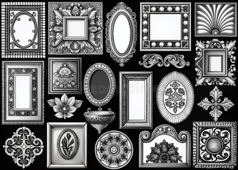 Vintage Black and White Clipart Elegant RightAligned Design for Print ...