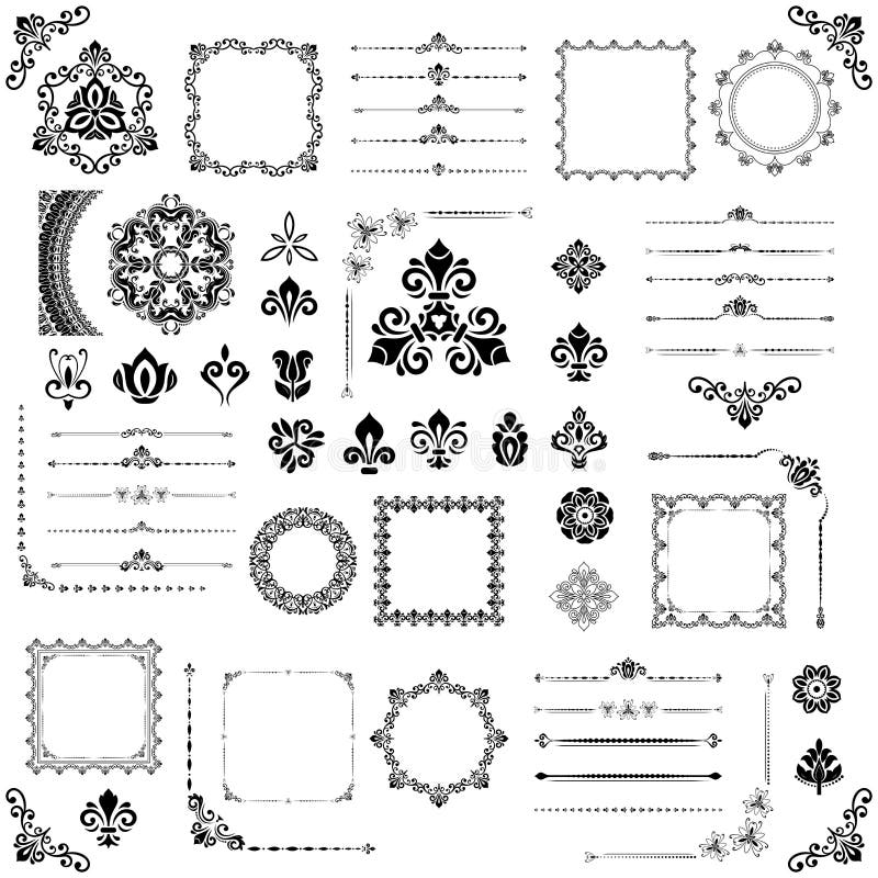 Vintage Big Set of Classic Vector Patterns. Collection of Graphics ...