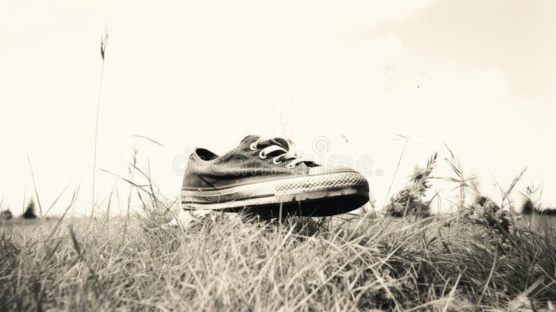 Vintage Black and White Shoe Print with Cross-processing Effect Stock ...