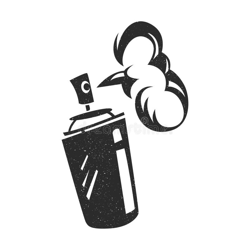 Vintage Black and White Stylized Spray Can Paint with Stains Isolated ...