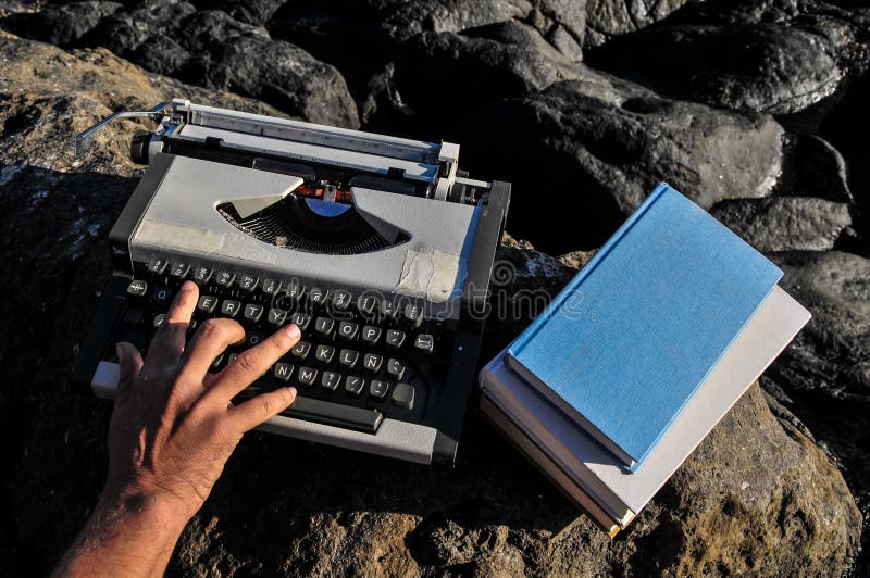 Vintage Black and White Travel Typewriter Stock Image - Image of retro ...