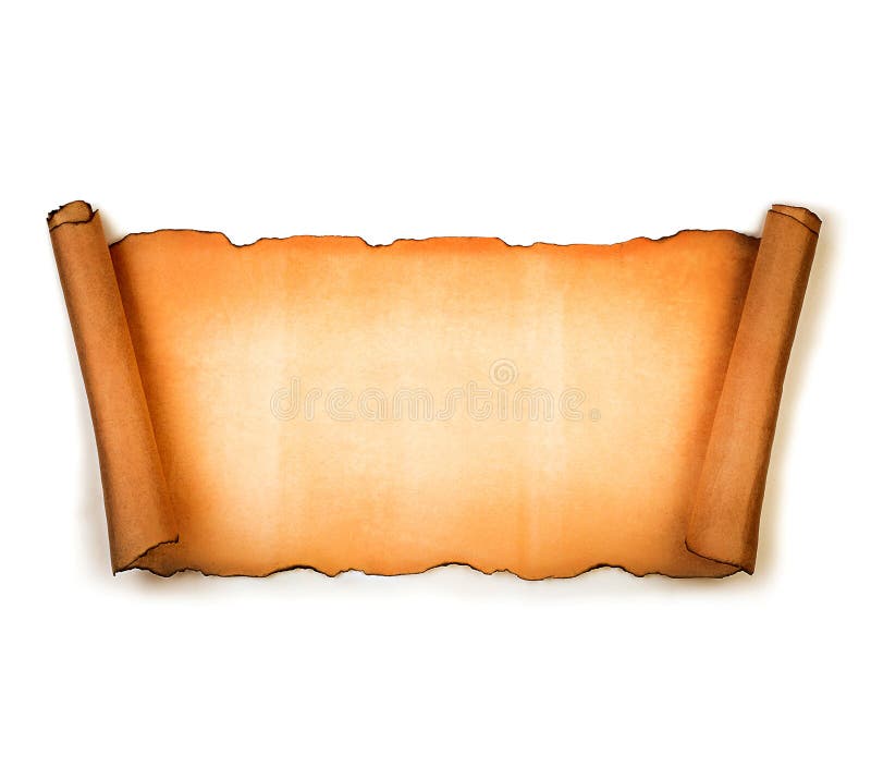 Vintage Blank Paper Scroll on White Stock Image - Image of label, curl ...