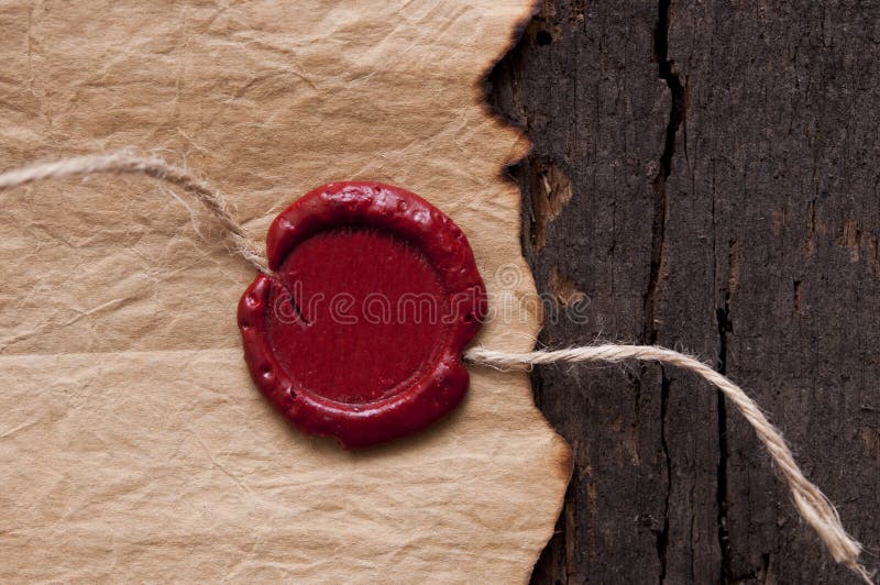 Vintage blank red wax seal stock photo. Image of credentials - 65983340