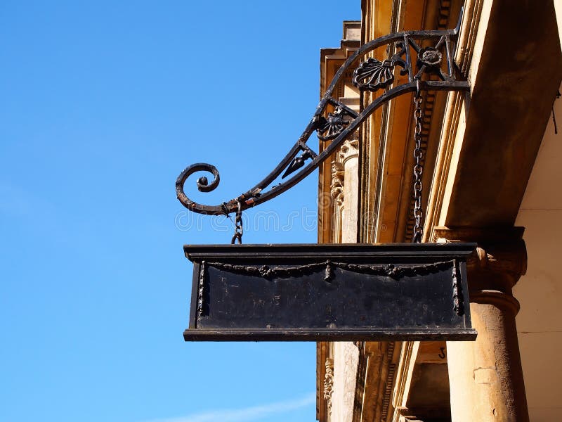 Vintage Blank Signboard with Blue Sky Stock Photo - Image of european ...