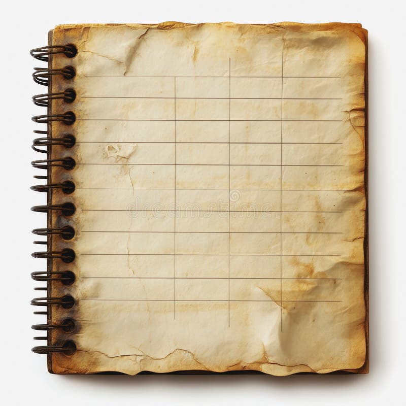 Vintage Blank Spiral Notebook with Yellowed Pages and Torn Edges, Ideal ...