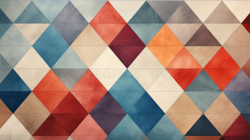 Vintage Block Print Pattern with Distressed, Flat Illustration in Muted ...