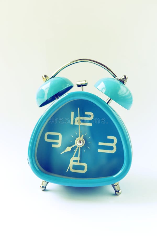 Vintage blue alarm clock stock photo. Image of sleep - 77802668