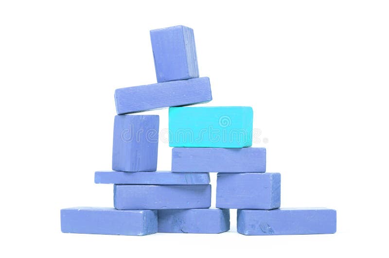 Vintage Blue Building Blocks Isolated on White Stock Image - Image of ...