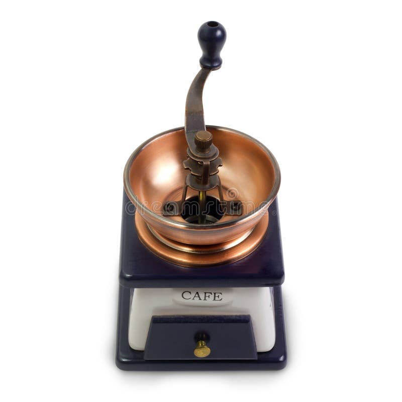 Vintage Blue Coffee Mill Isolated on White Stock Image - Image of ...