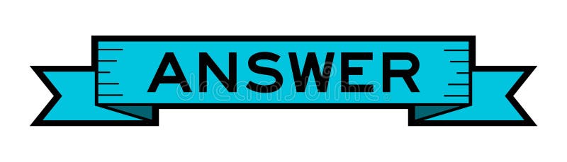 Vintage Blue Label Banner with Word Answer on White Background Stock ...