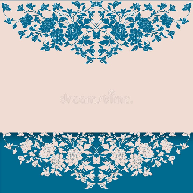 Blue Cream Floral Damask Seamless Pattern Stock Illustration ...