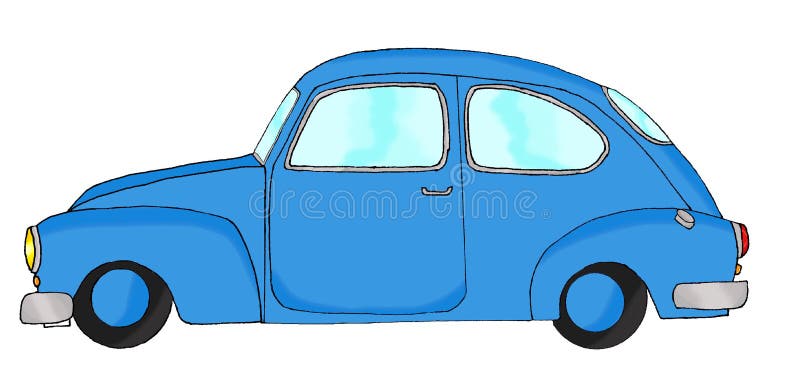 Vintage blue fantasy car stock illustration. Illustration of ...