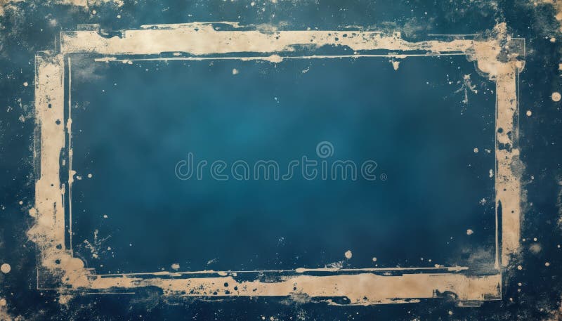 Vintage Blue Frame with Distressed Edges, Spray Texture. Retro Design ...