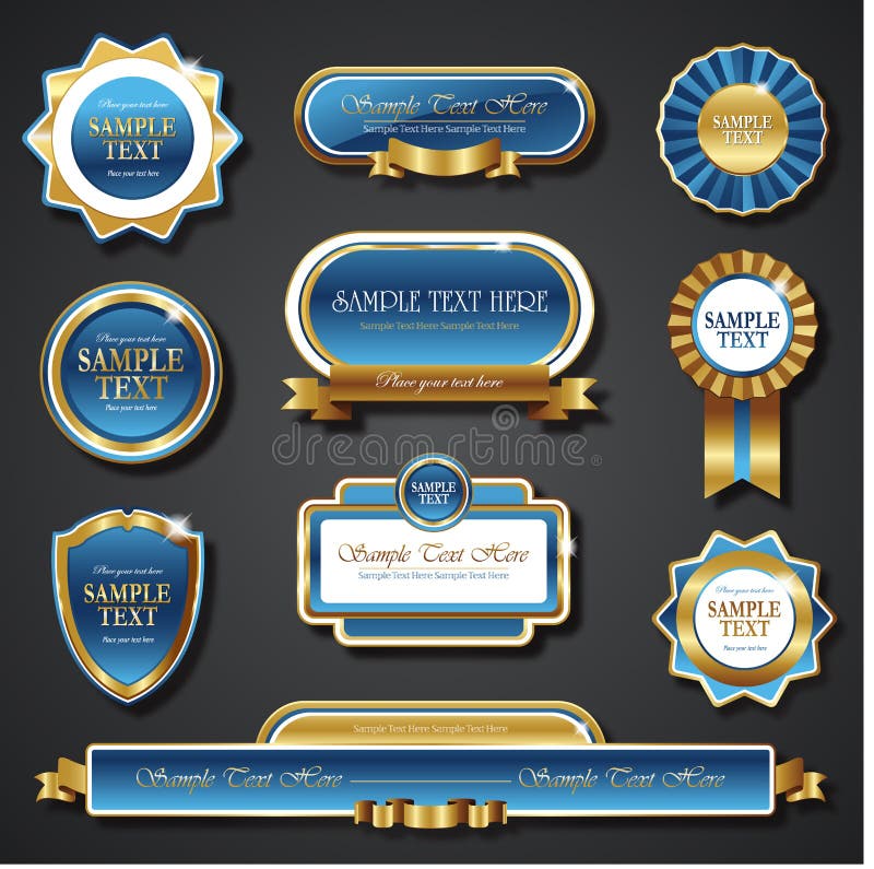 Vintage Blue Gold Frame Vector Banners Stock Vector - Illustration of ...