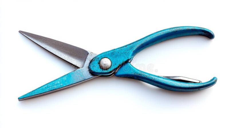 Vintage Blue-handled Pruning Shears with Rust and Wear on White ...