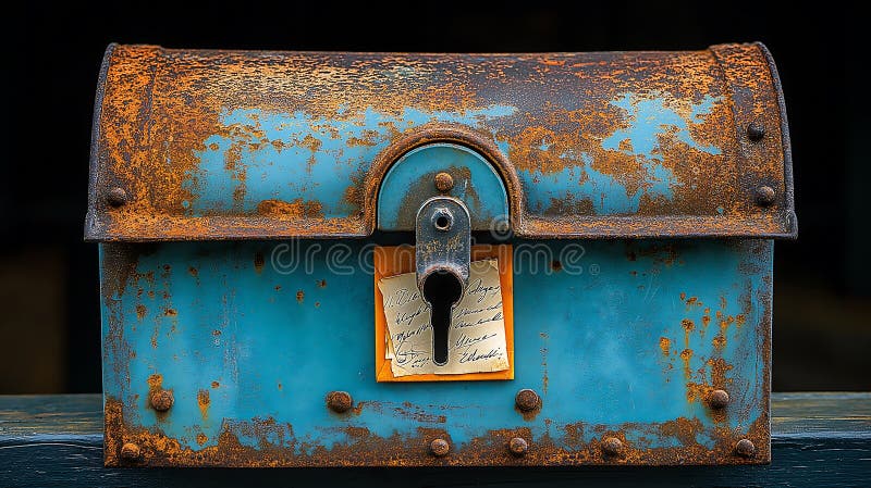 Weathered Blue Mailbox with Rust and Vintage Charm in a Rustic Setting ...