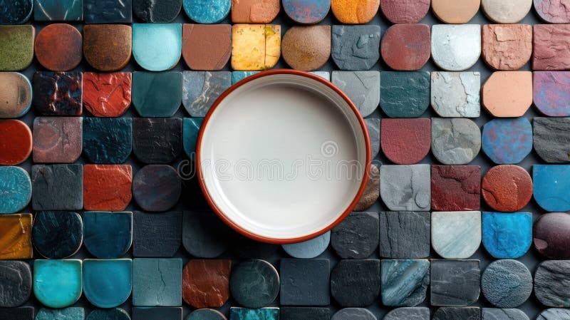 Vintage Blue Mosaic Patchwork on Worn Cement Wall - Seamless Pattern ...