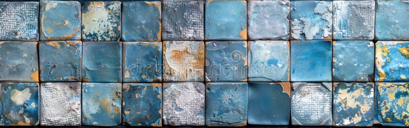 Vintage Blue Patchwork Concrete Wall Texture Background for Banner or ...