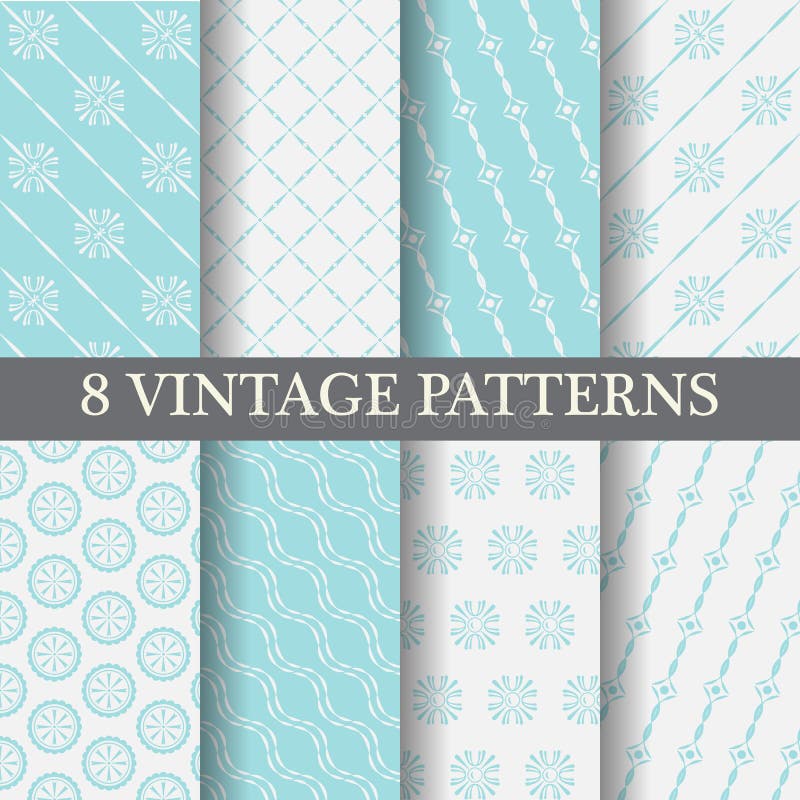 Vintage Blue Patterns, Vector Stock Vector - Illustration of collection ...