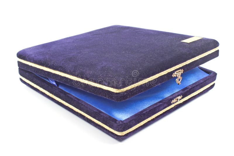 Vintage Blue Plush Jewellery Gift Box Isolated Stock Photo - Image of ...