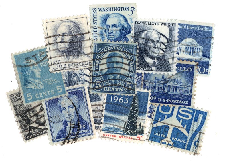 Vintage Blue Postage Stamps from India. Editorial Image - Image of ...
