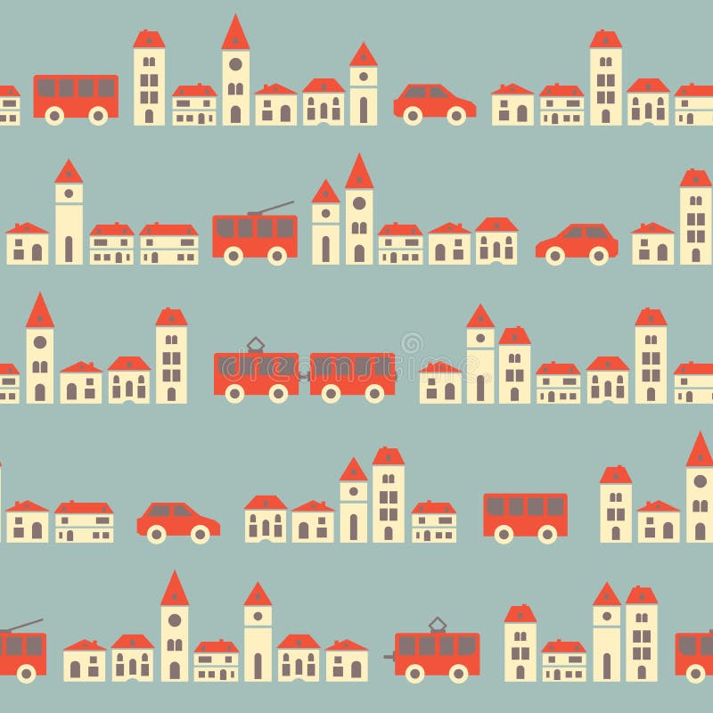 Vintage Blue Colorful Town Pattern Stock Illustrations – 288 Vintage ...