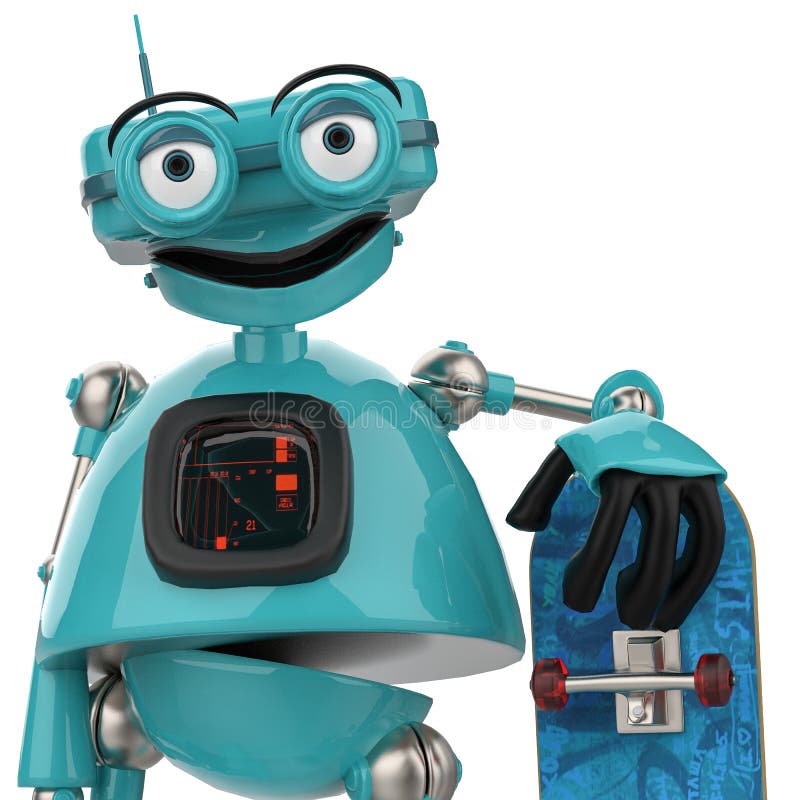 Vintage Blue Robot in a White Background Stock Illustration ...