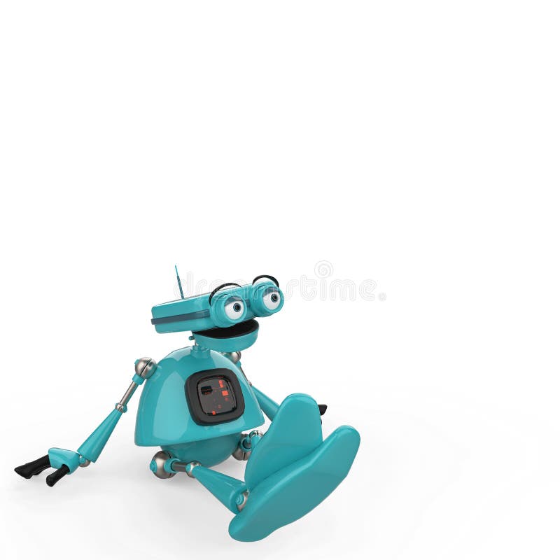Vintage Blue Robot in a White Background Stock Illustration ...