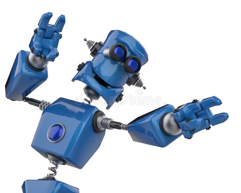 Vintage Blue Robot in a White Background Stock Illustration ...