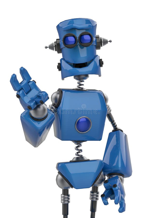 Vintage Blue Robot in a White Background Stock Illustration ...